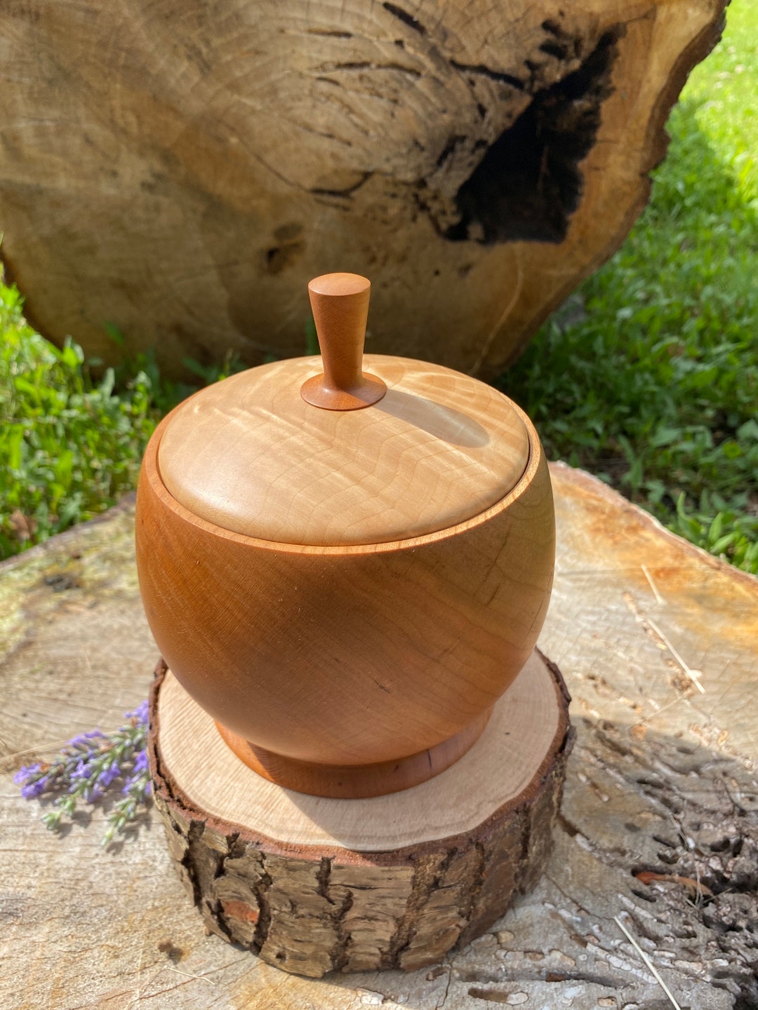 Small Lidded Box, Cherry With Maple Top - Etsy