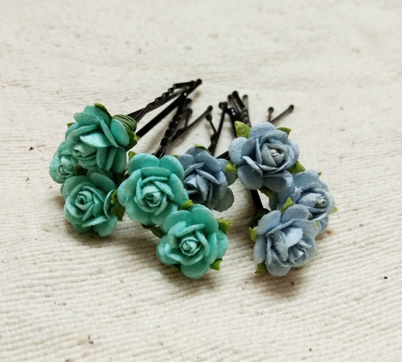 Set 10 Pcs. Tone Green Rose Flower Pins Bridal Hair Pins - Etsy