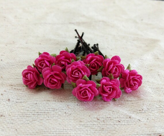 10Pcs. Pink Rose Flower Pins Bridal Hair Pins Pink Wedding | Etsy
