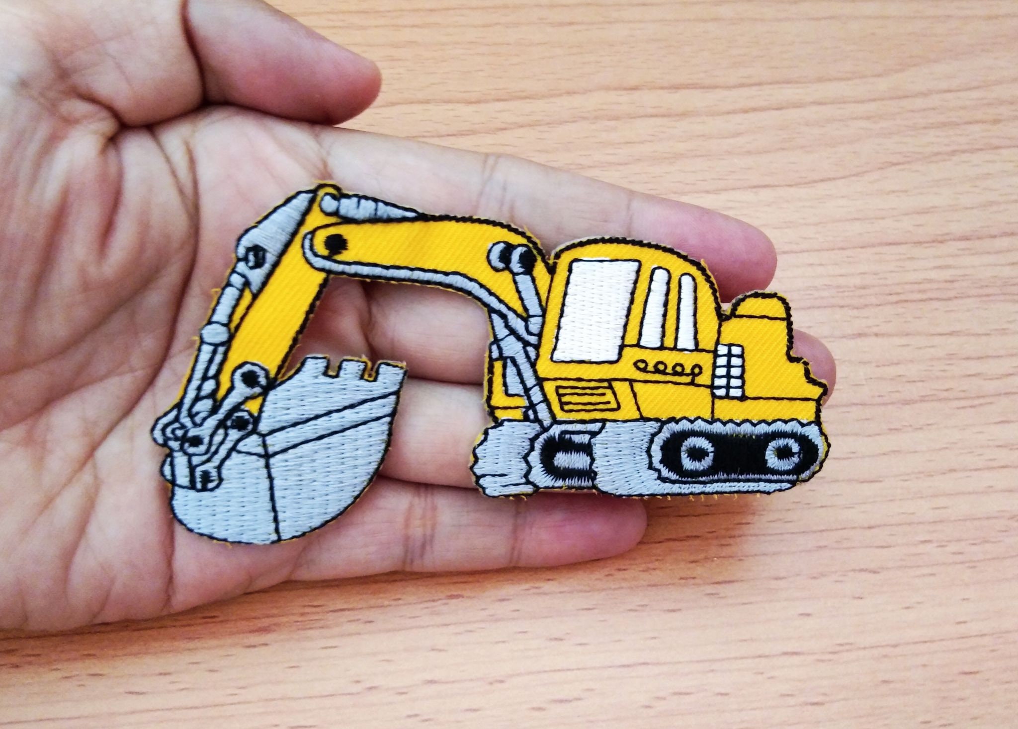 Yellow Backhoe Digger Tractor Excavator Embroidered Applique - Etsy