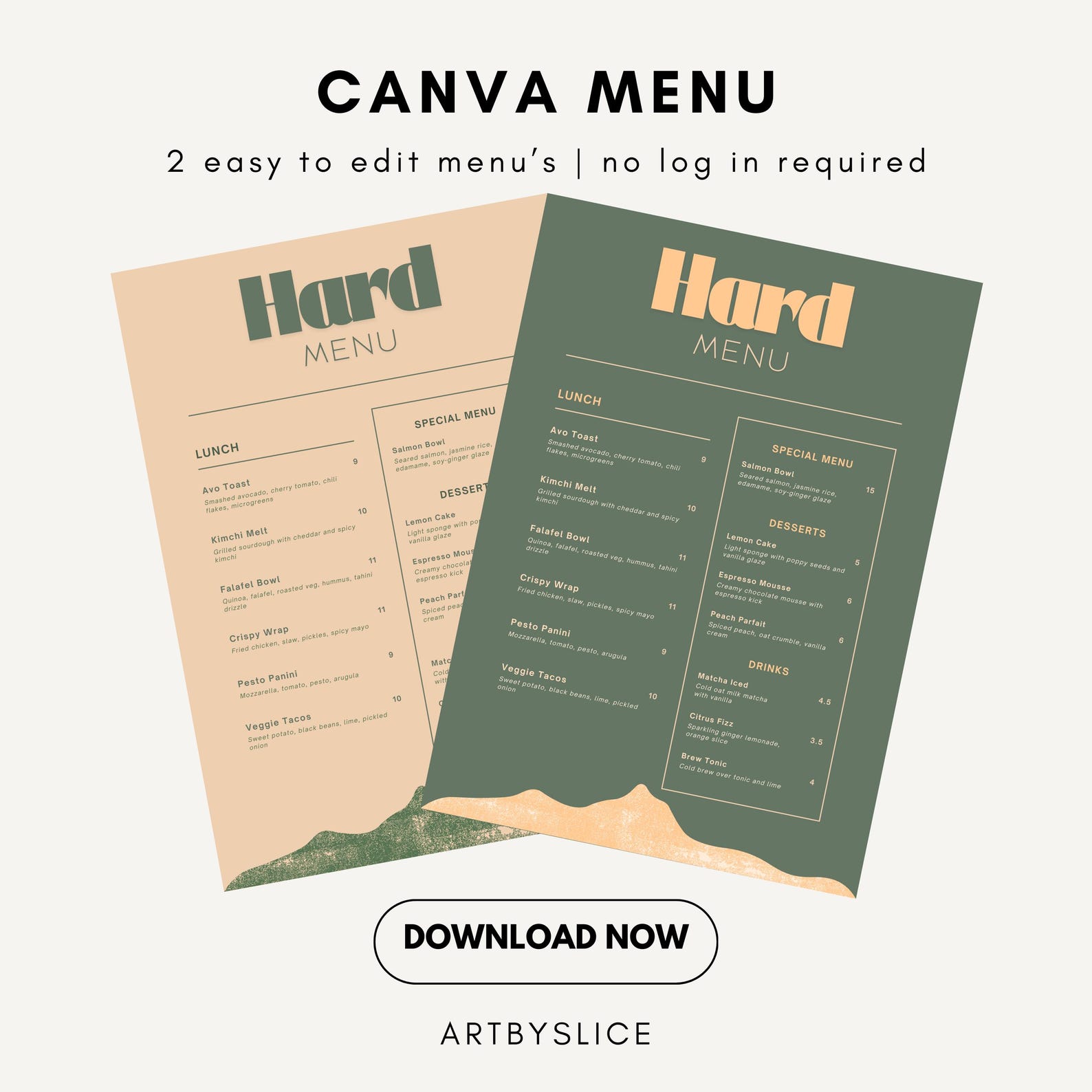2 Breakfast/ Lunch Menu Templates | Editable CANVA Menu Designs ...
