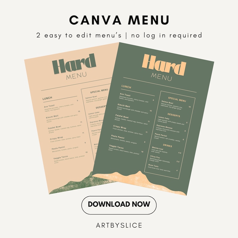 2 Breakfast/ Lunch Menu Templates | Editable CANVA Menu Designs ...