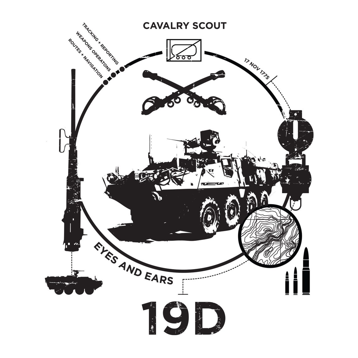 19D Cavalry Scout stryker Army T-shirt - Etsy