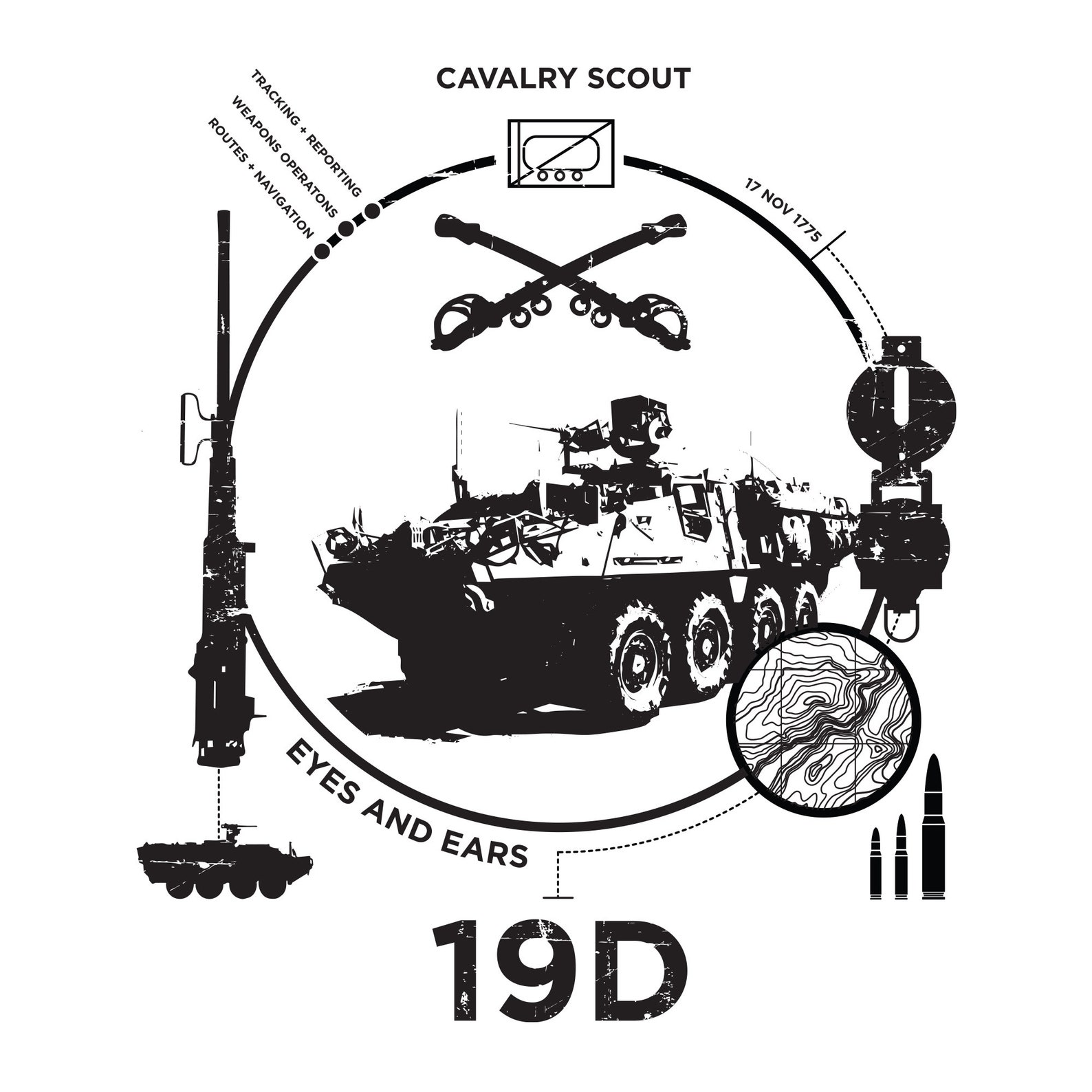 19D Cavalry Scout stryker Army T-shirt - Etsy