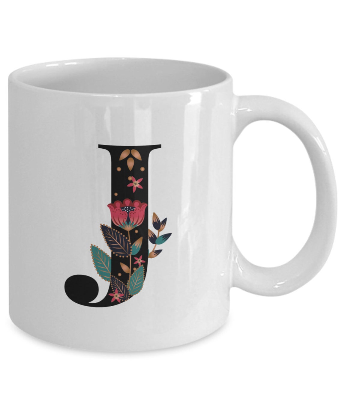 Letter J Initial Mug Monogram Gift for Her Coffee Mug | Etsy