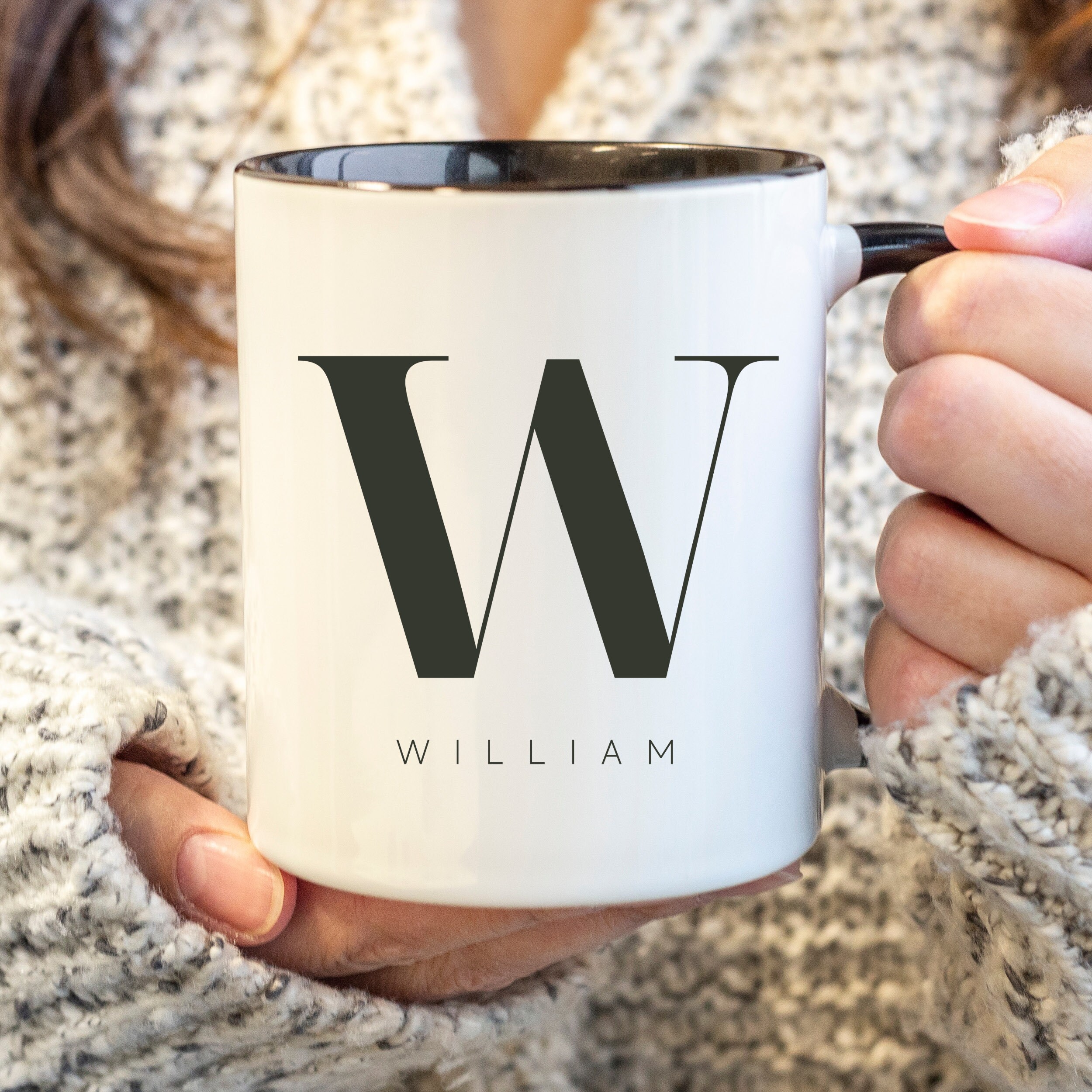 Customizable Mug Initial Alphabet Mug Masculine Monogram - Etsy