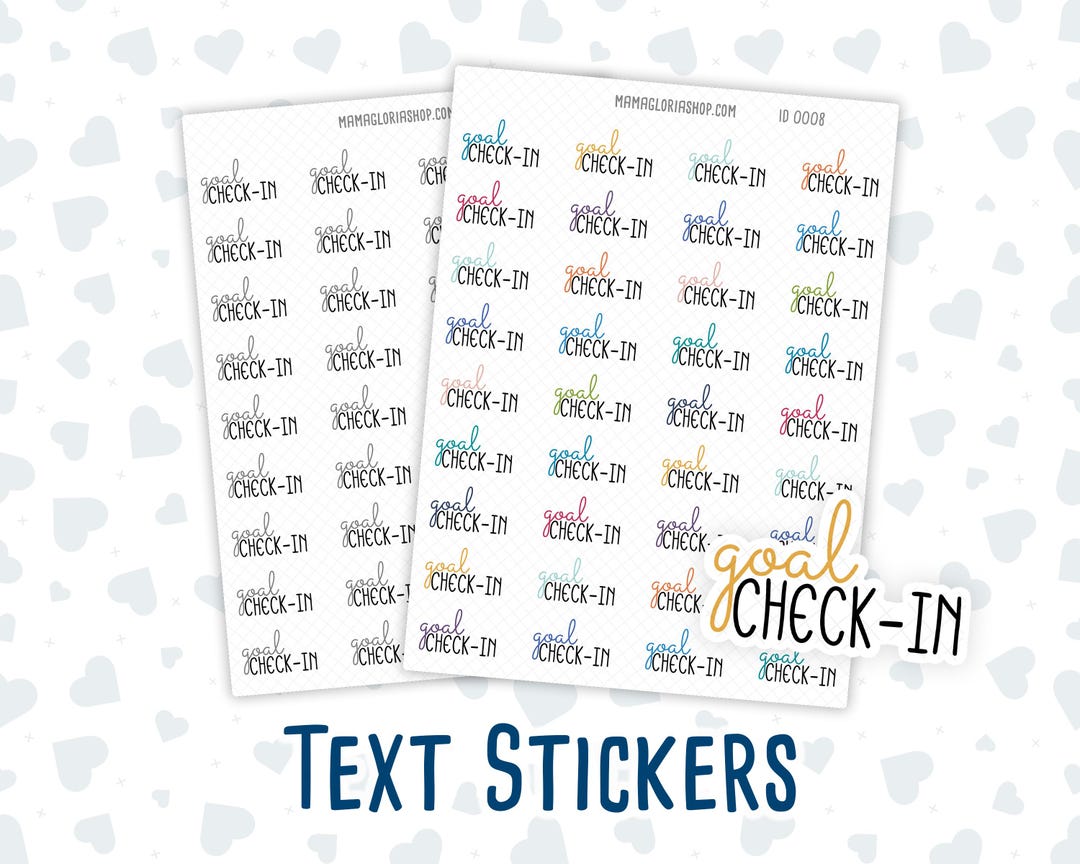 Goal Check-in - Text Stickers for Planners - Handwritten - Etsy