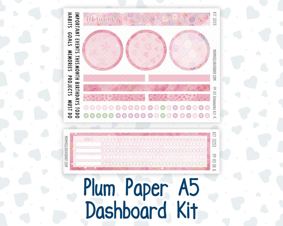 Kit 0253 - A5 - Plum Paper - Dashboard Kit - February - Rosy Daydreams ...