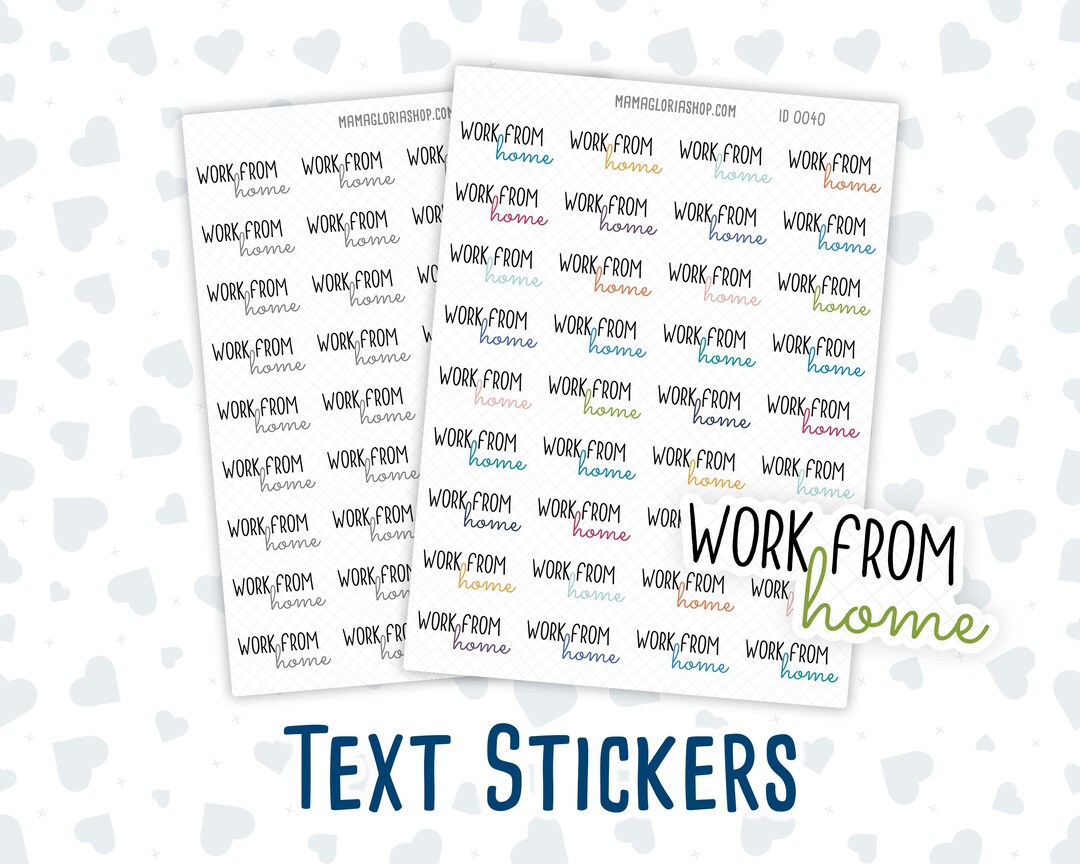 Work From Home - Text Stickers for Planners - Handwritten - Etsy