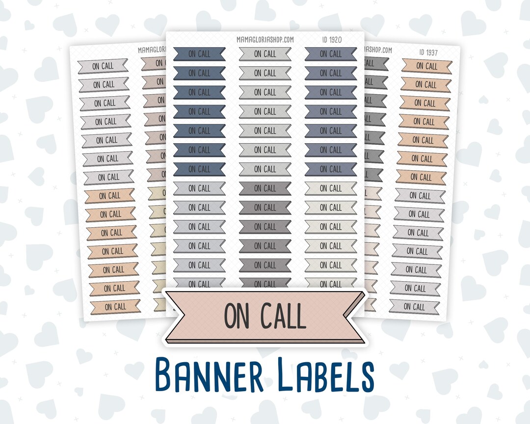 On Call - Banner Label Stickers - Functional - for Planners – Wild Sage ...