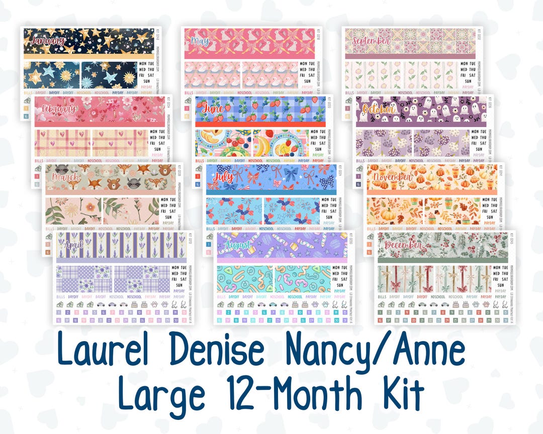 12-month Kit- Laurel Denise Nancy / Anne Large (standard) 2026 - Etsy