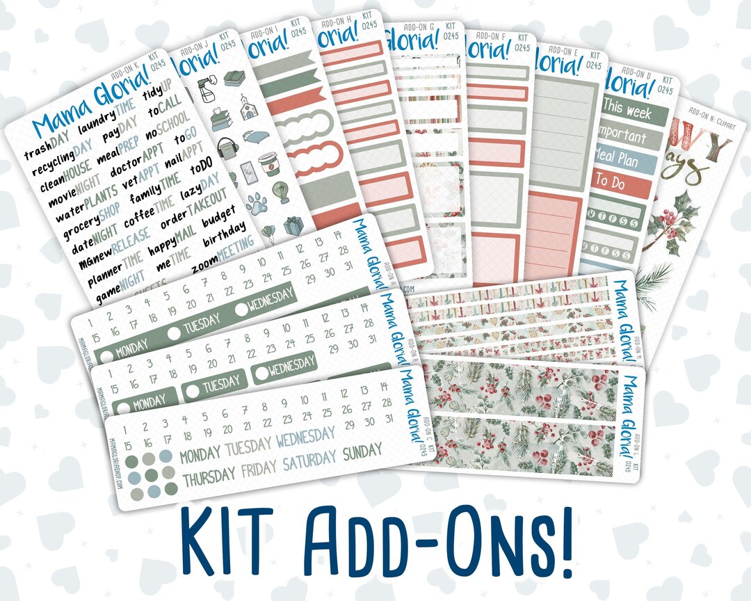 Kit 0245 - Add Ons - December - Vintage Christmas - Planner Stickers - Etsy