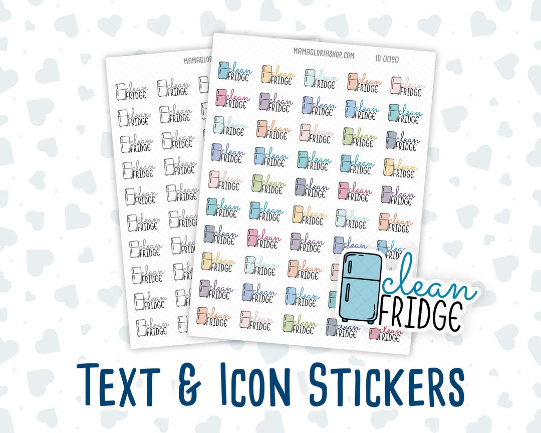 Clean Fridge- Text Sticker With Icon - Etsy