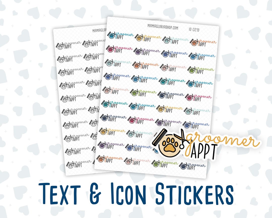 Groomer Appt - Text Sticker With Icon - Etsy