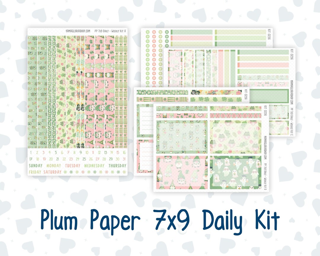 Kit 0256 - 7x9 - Plum Paper Daily - Weekly Kit - March - Froggy Luck - Etsy