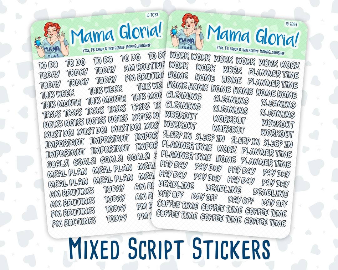 Mixed Script Sticker Pack Headers for Planners - Etsy