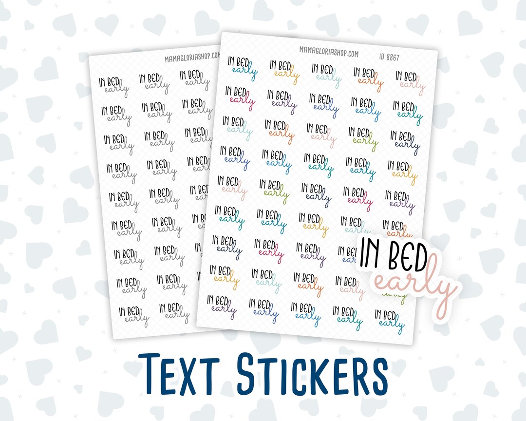 In Bed Early - Text Stickers for Planners - Handwritten - Etsy