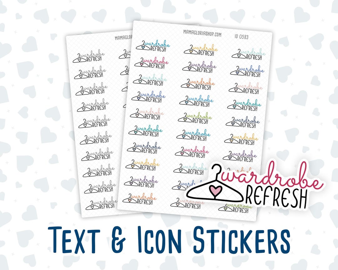 Wardrobe Refresh - Text Sticker With Icon - Etsy