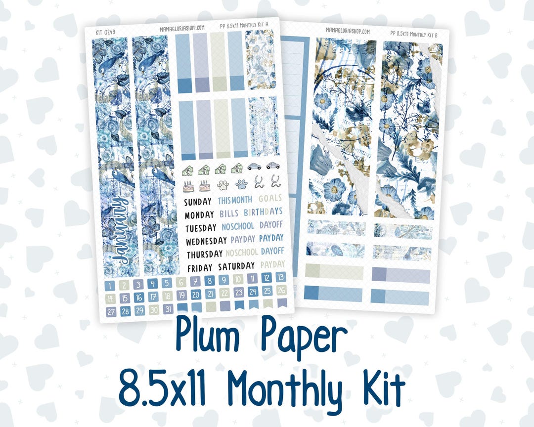 Kit 0249 - 8.5x11 - Plum Paper - Monthly Kit - January - Icy Lace - Etsy