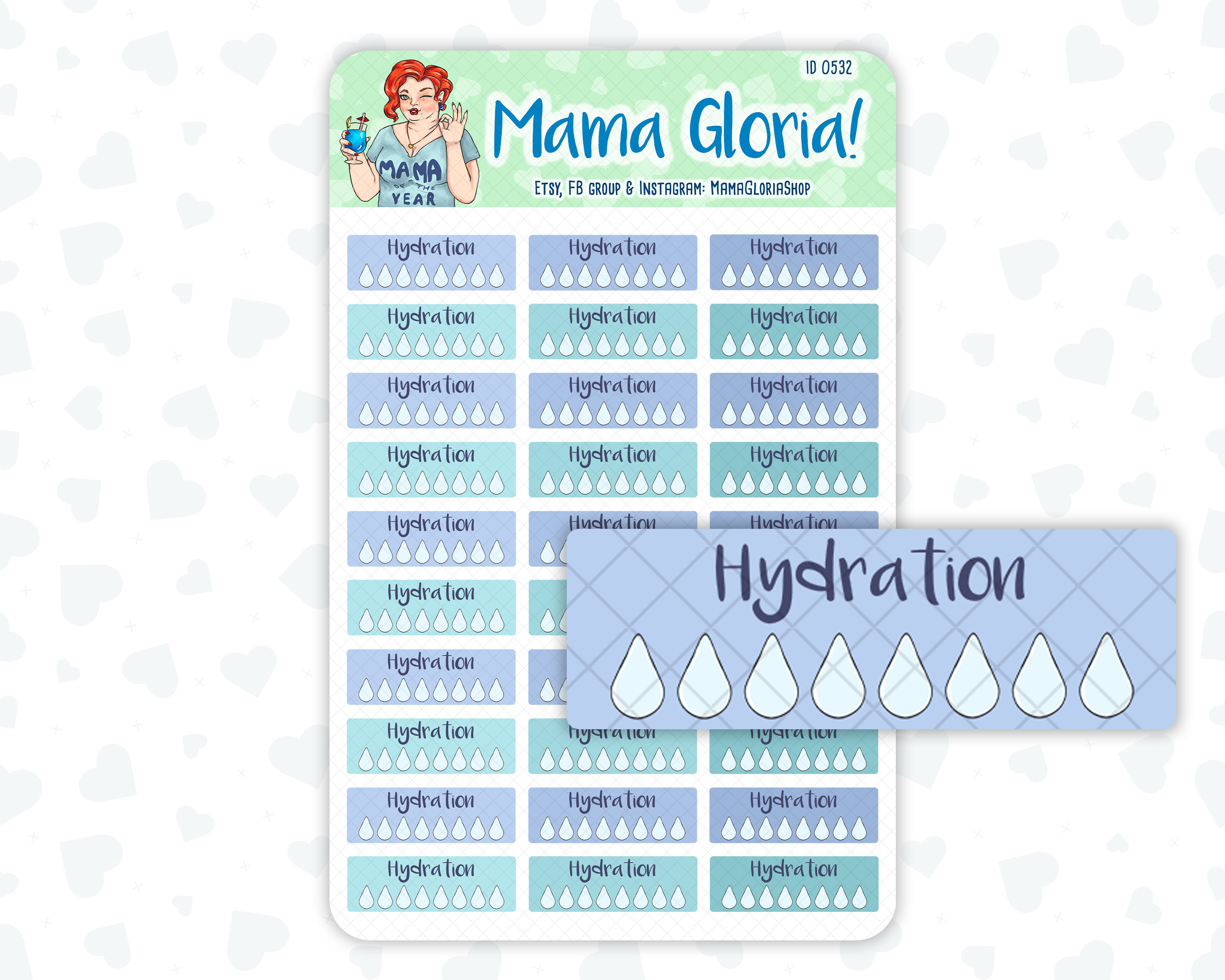 Daily Hydration Tracker for Planners ID 0532 - Etsy