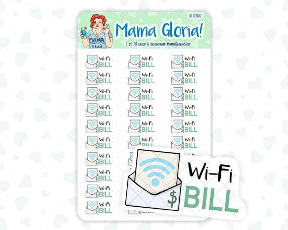 Wi-fi Bill Text Stickers for Planners ID 0300 | Etsy
