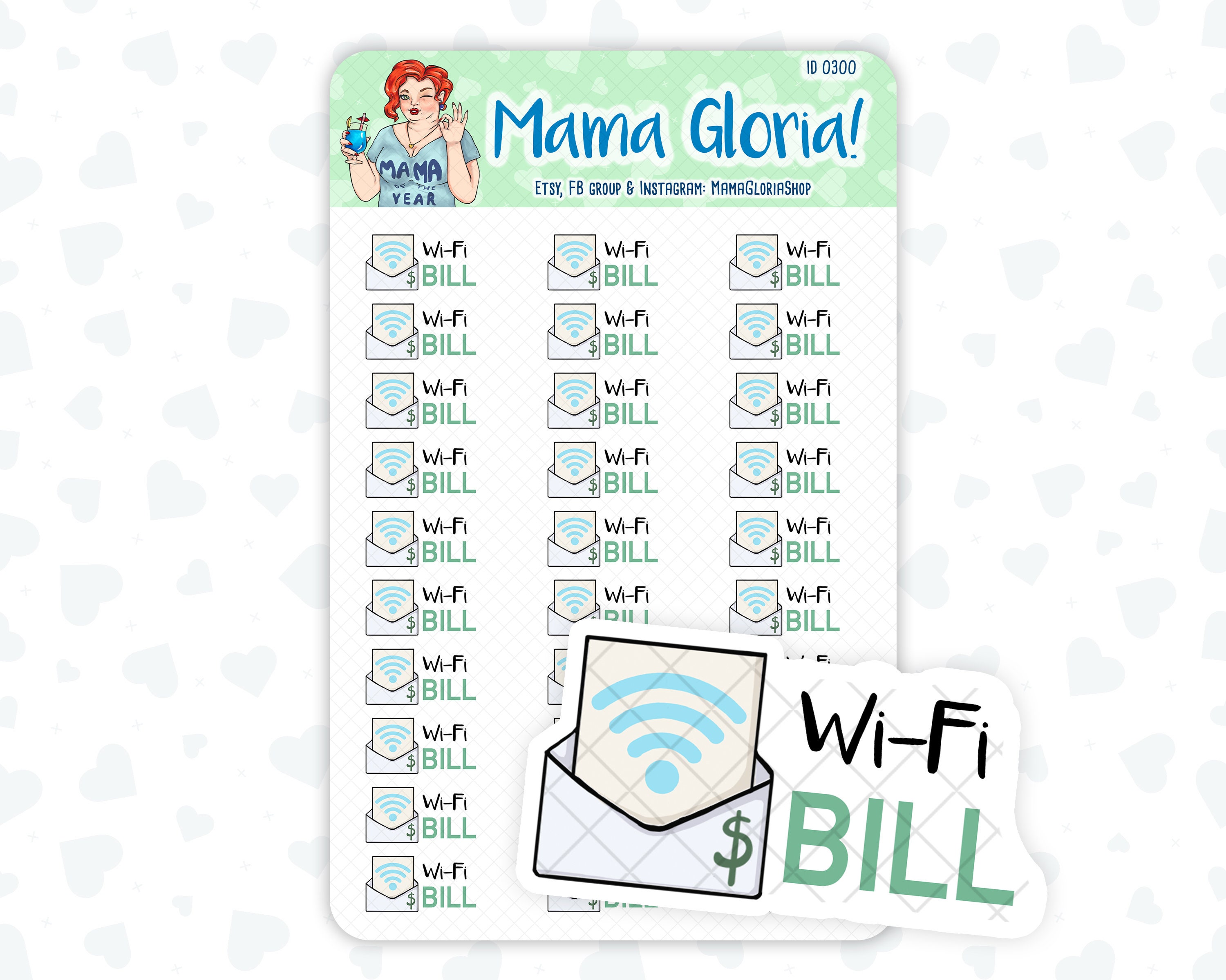 Wi-fi Bill Text Stickers for Planners ID 0300 - Etsy