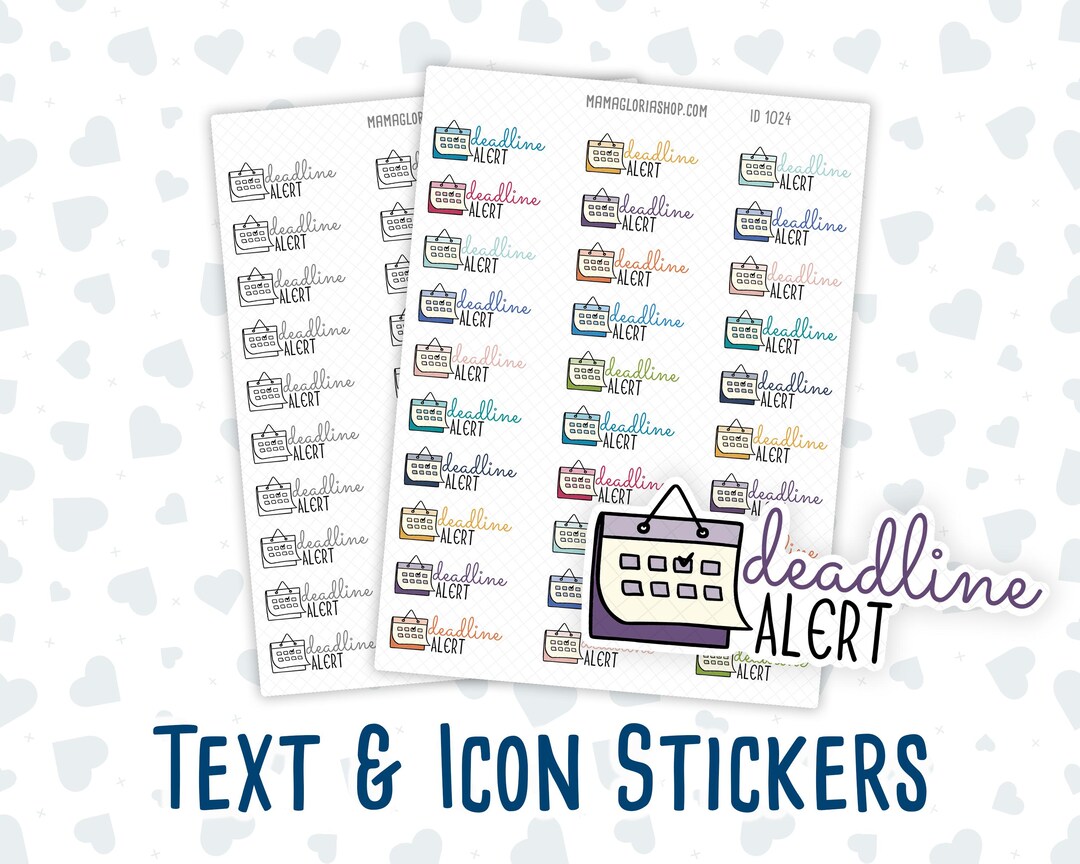Deadline Alert - Text Sticker With Icon - Etsy