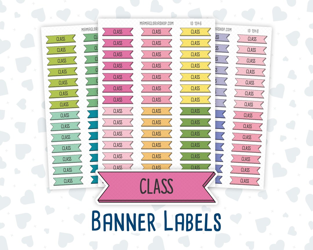 Class- Banner Label Stickers - Functional - for Planners – Color Pop - Etsy