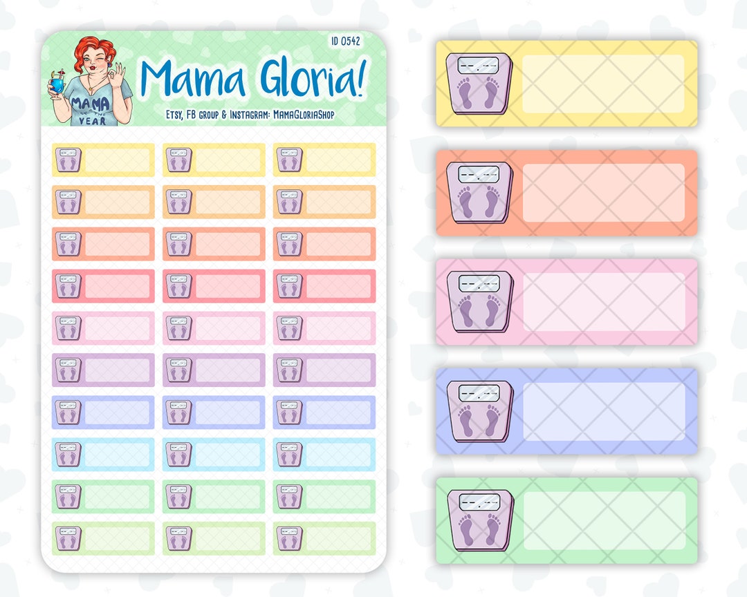 Weigh in Tracker- Weight - Quarter Box - Lined - Stickers for Planners ...