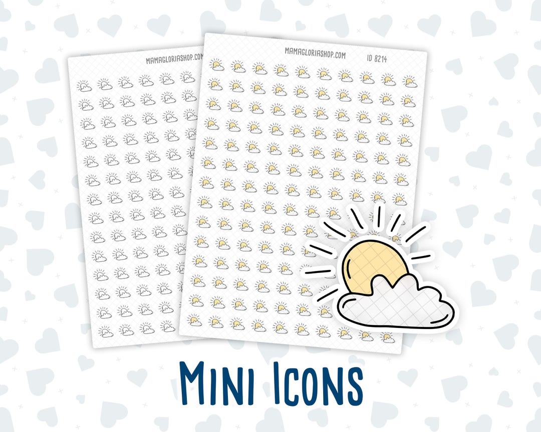Partly Cloudy Weather - Doodle Icon Sticker - Etsy
