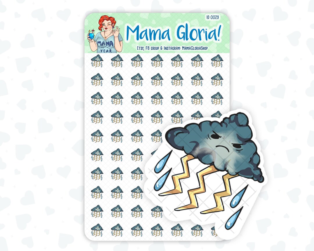 Thunderstorm Weather Doodle Icon Sticker ID 0029 - Etsy