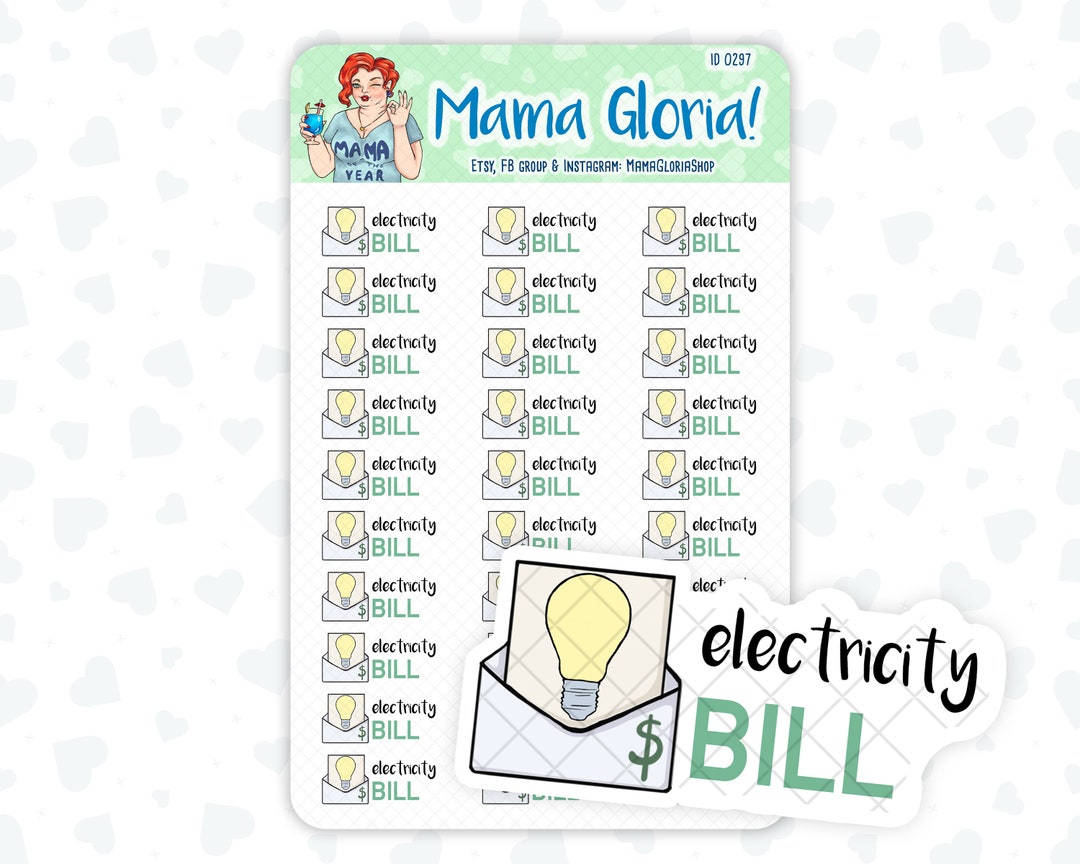 Electricity Bill - Icon Script - Stickers for Planners - Etsy
