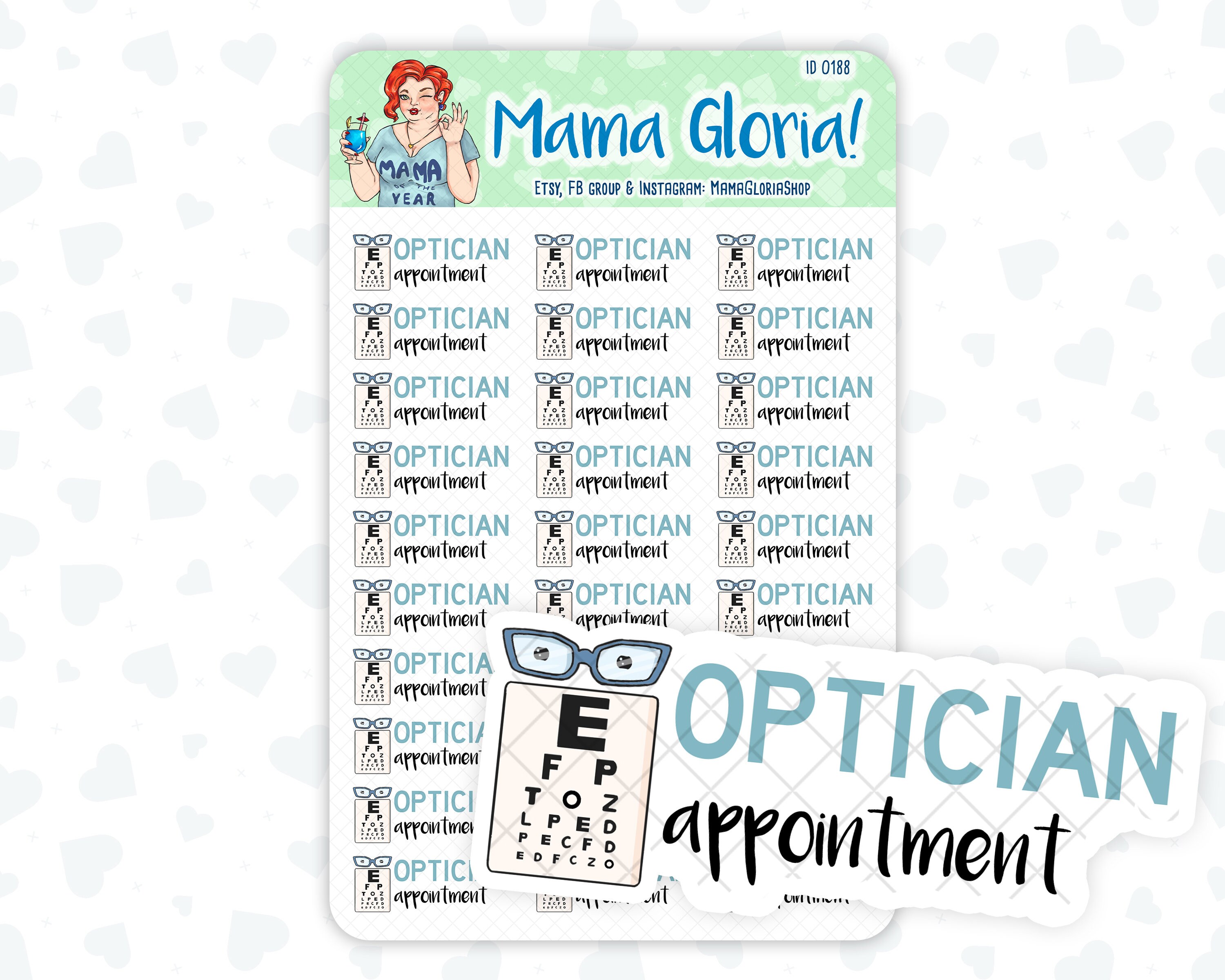 Optician Appointment Text Stickers for Planners ID 0188 - Etsy