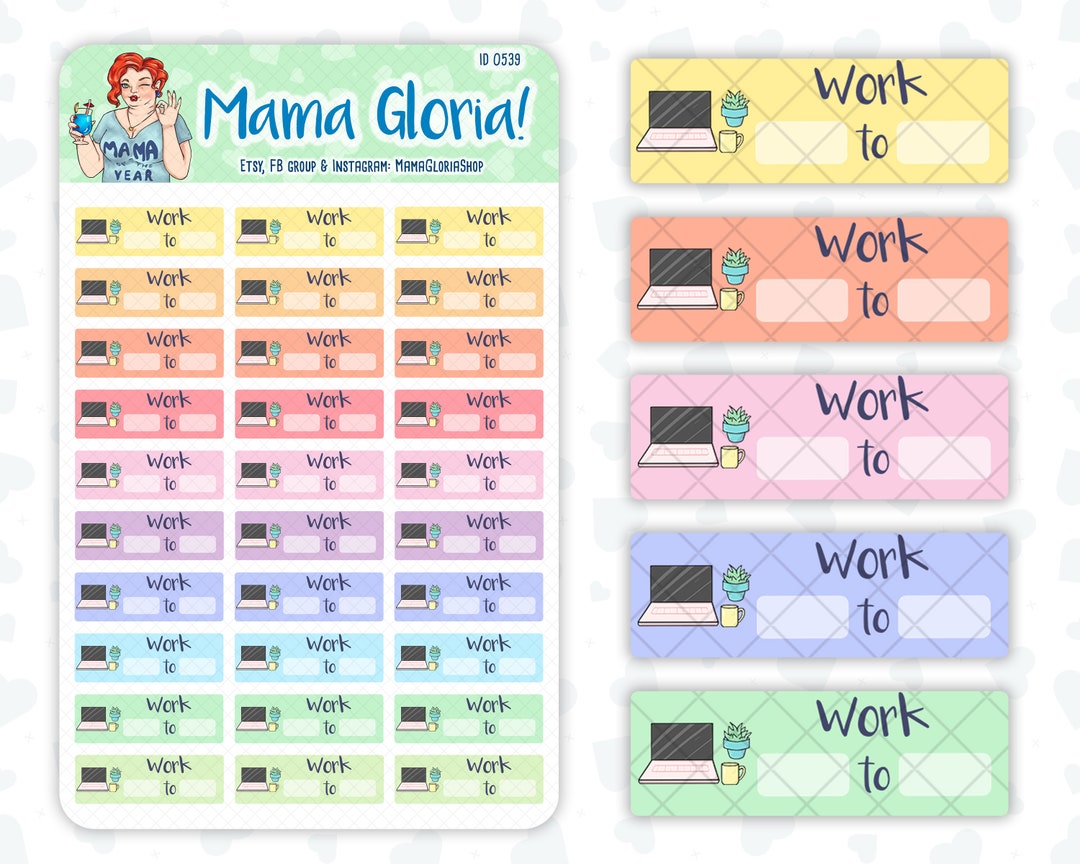 Work Tracker - Schedule - Work Time - Quarter Box - Stickers for ...