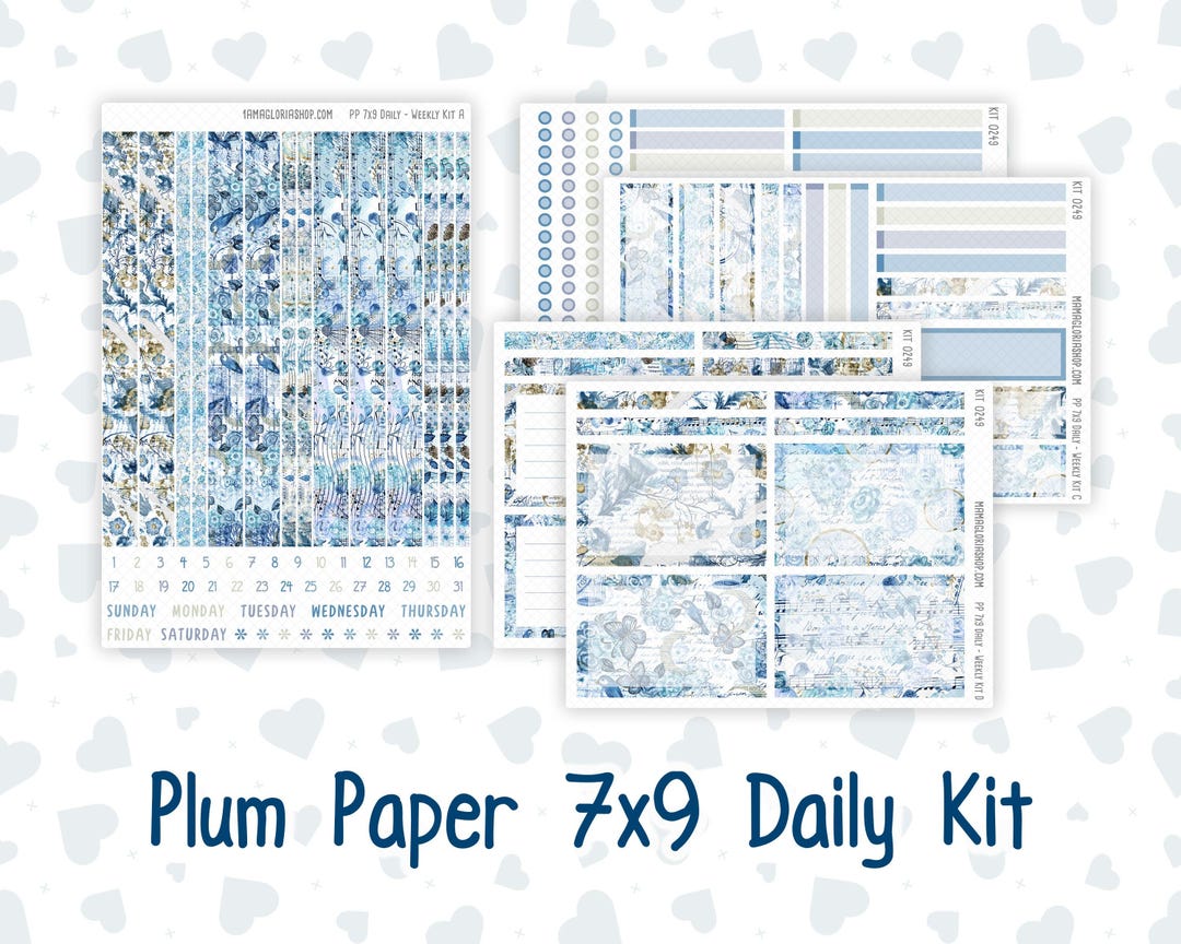 Kit 0249 - 7x9 - Plum Paper Daily - Weekly Kit - January - Icy Lace - Etsy