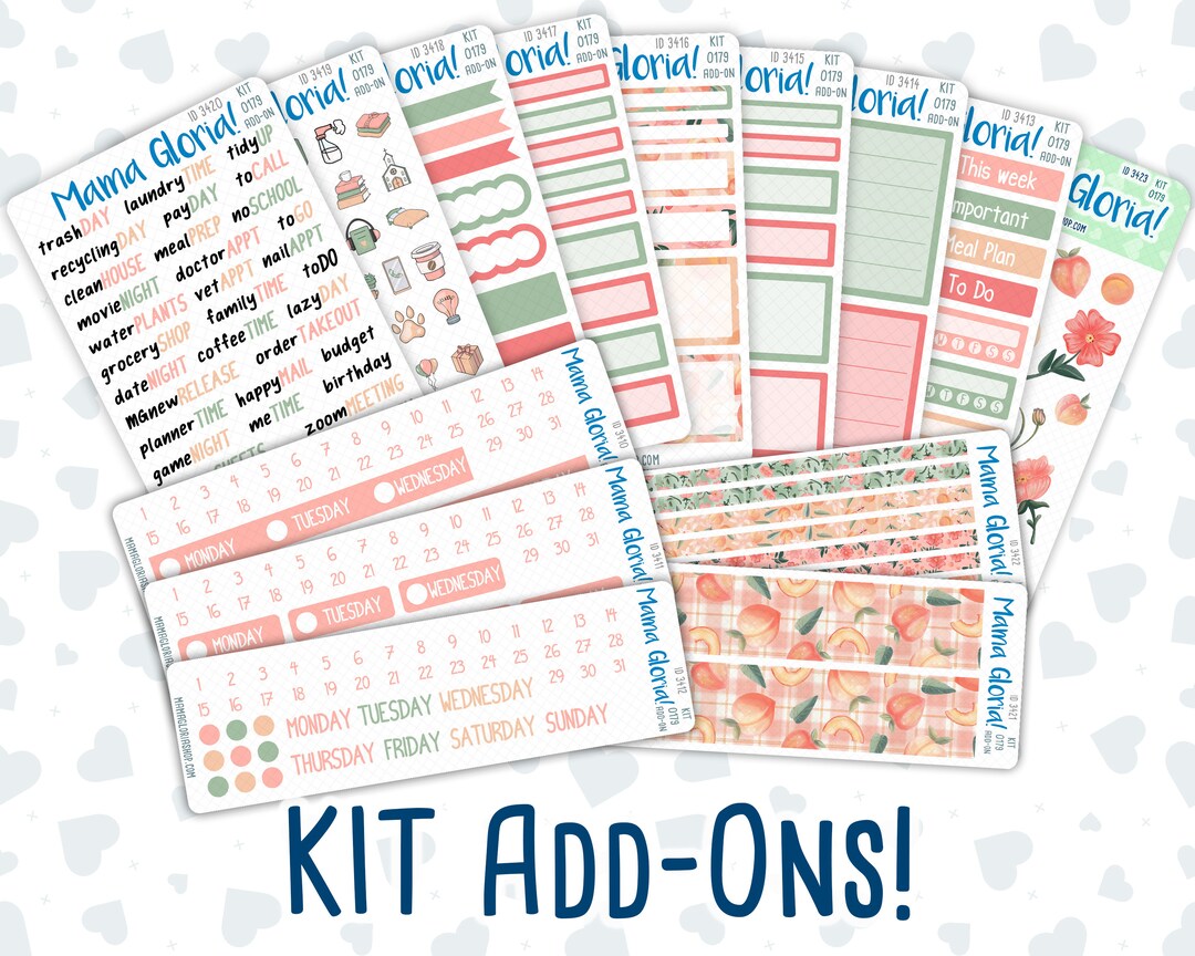 Kit 0179 Add Ons Peaches August Summer Planner Stickers Kit 2024 - Etsy
