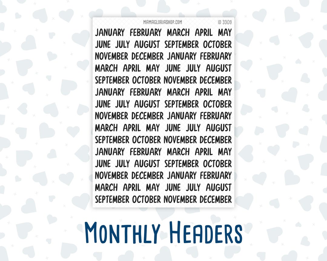 Monthly Headers Sticker Sheet – Minimal Style - Etsy