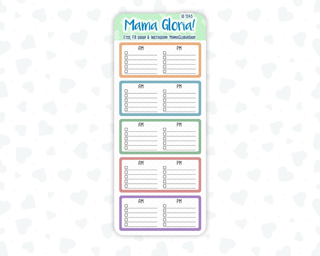 AM PM Routines Checklist - Box - Stickers for EC Daily Duo Planners - Etsy