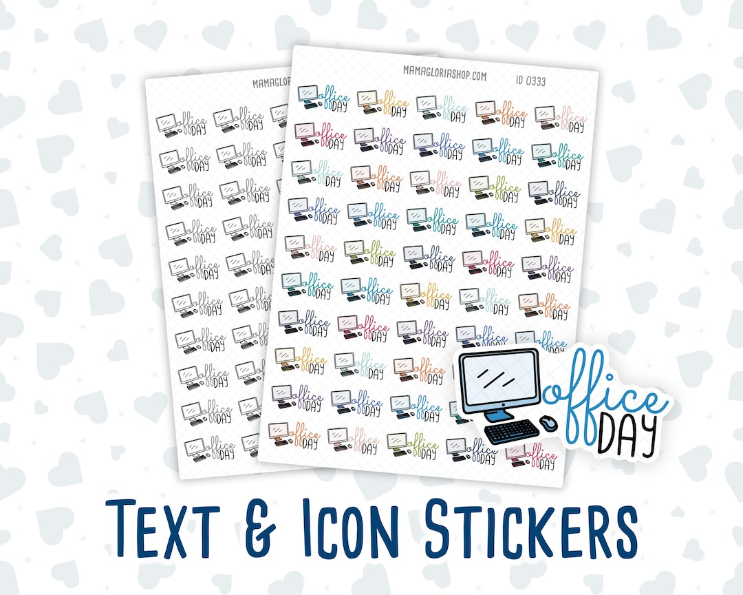 Office Day - Text Sticker With Icon - Etsy