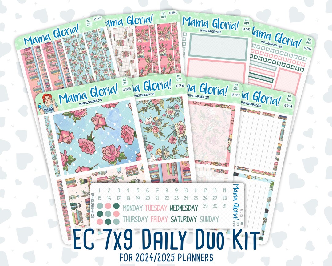 Kit 0177 - 7x9 Daily Duo - Books&roses - Planner - Etsy