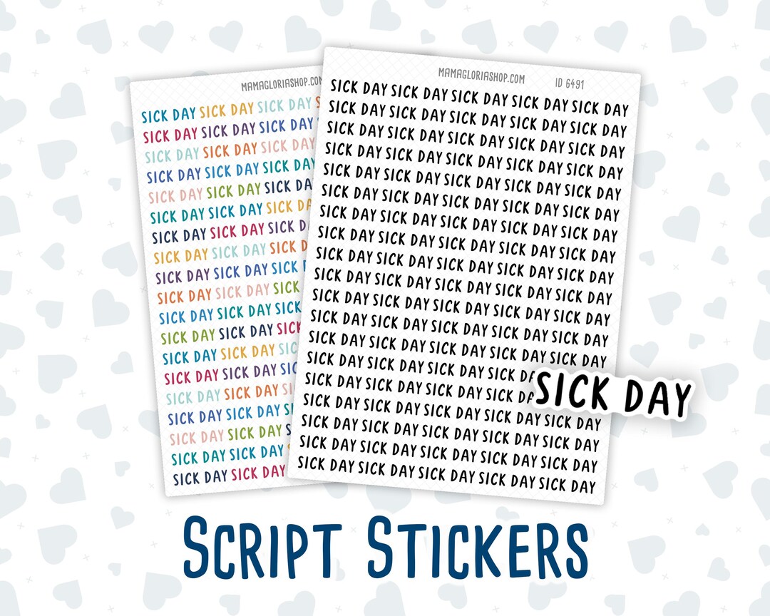 Sick Day - Script Stickers for Planners - Headers - Etsy