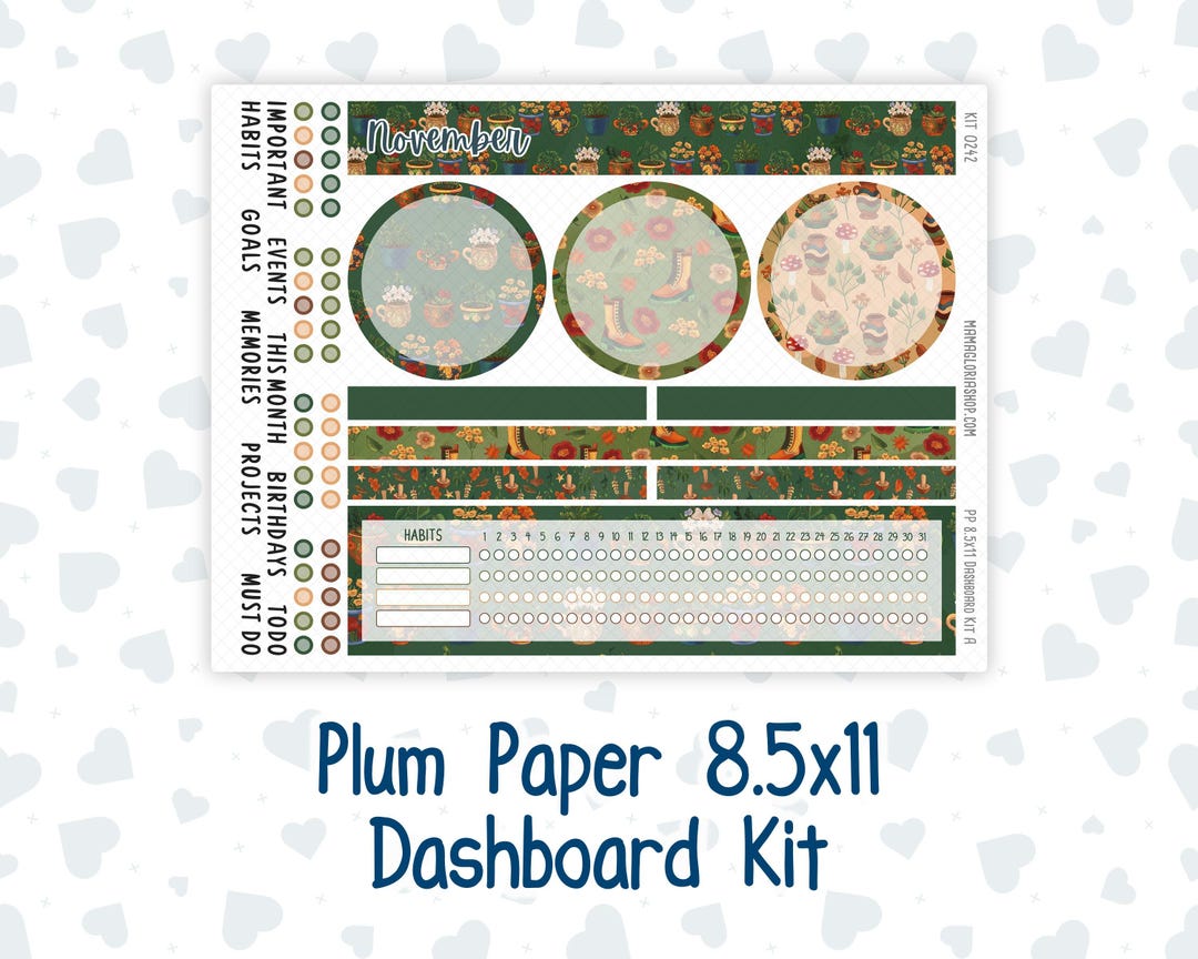 Kit 0242 - 8.5x11 - Plum Paper - Dashboard Kit - November - Cottage ...