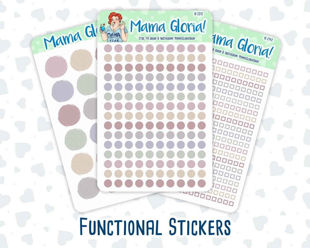 Functional Sticker Pack - Checklist - Dots - Circles - Stickers for ...