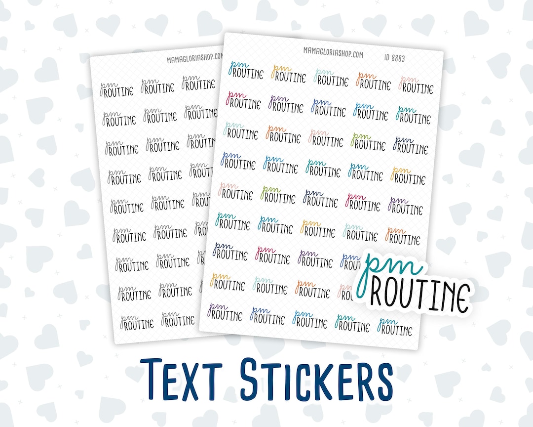 PM Routine - Text Stickers for Planners - Handwritten - Etsy