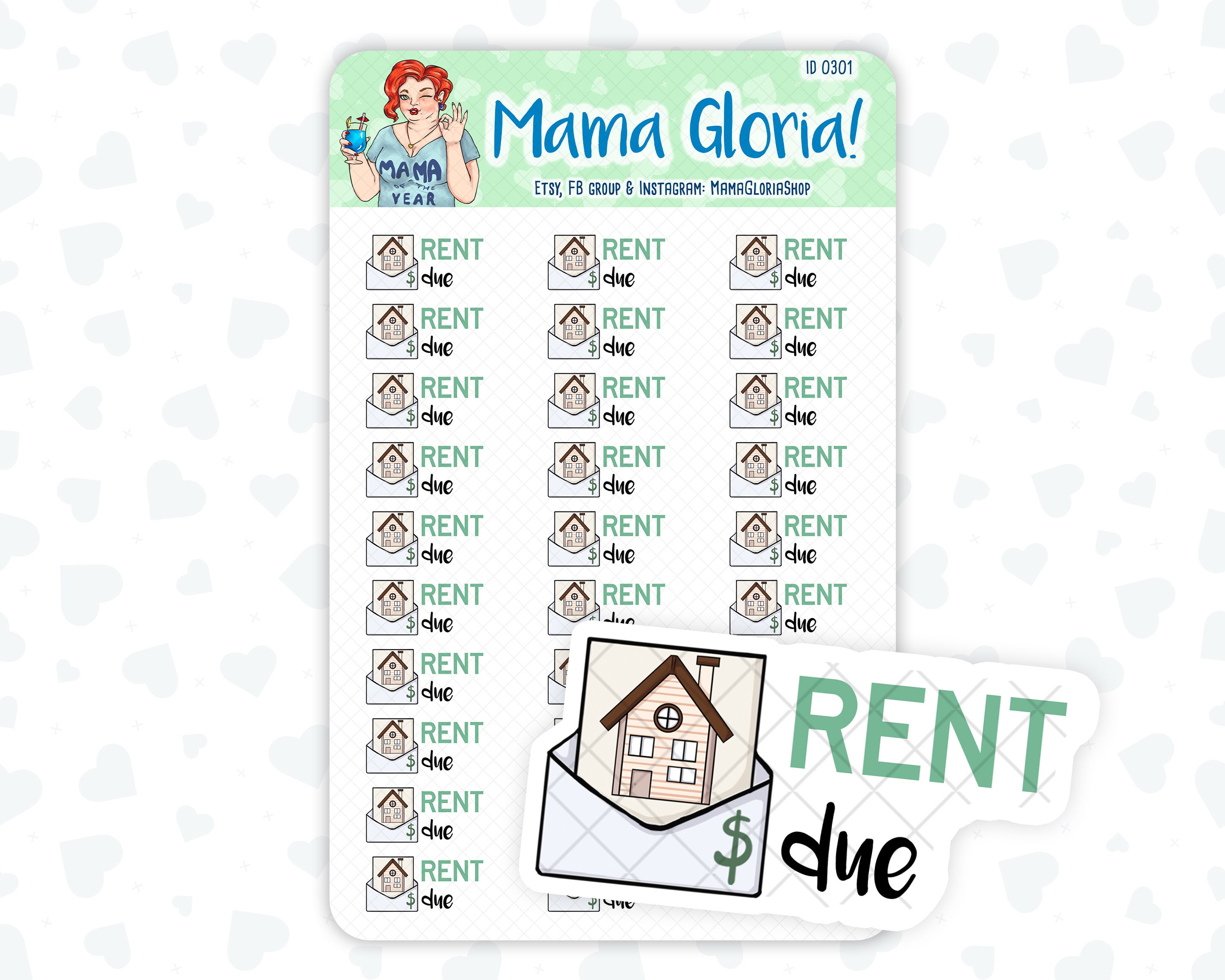 Rent Due Text Stickers for Planners ID 0301 - Etsy