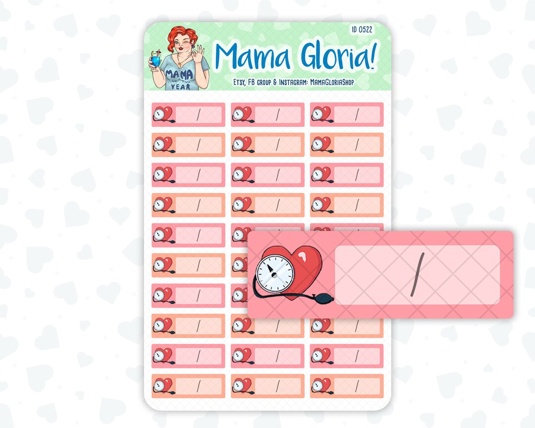 Blood Pressure Tracker - Quarter Box - Stickers for Planner - ID 0522 ...