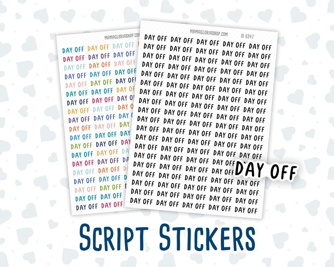 Day off - Script Stickers for Planners - Headers - Etsy