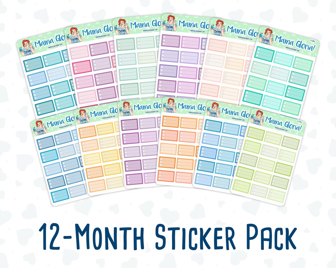 12-month Functional Half Box - Check List - Stickers for Planners - Etsy