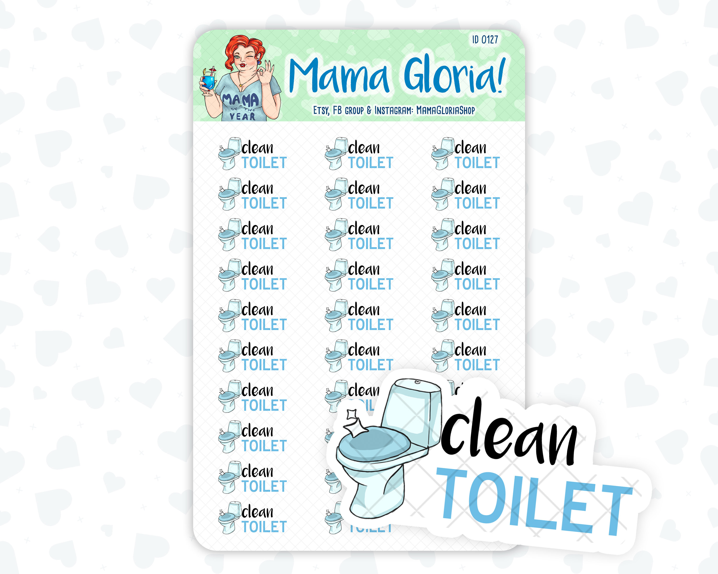 Clean Toilet Text Stickers for Planners ID 0127 | Etsy