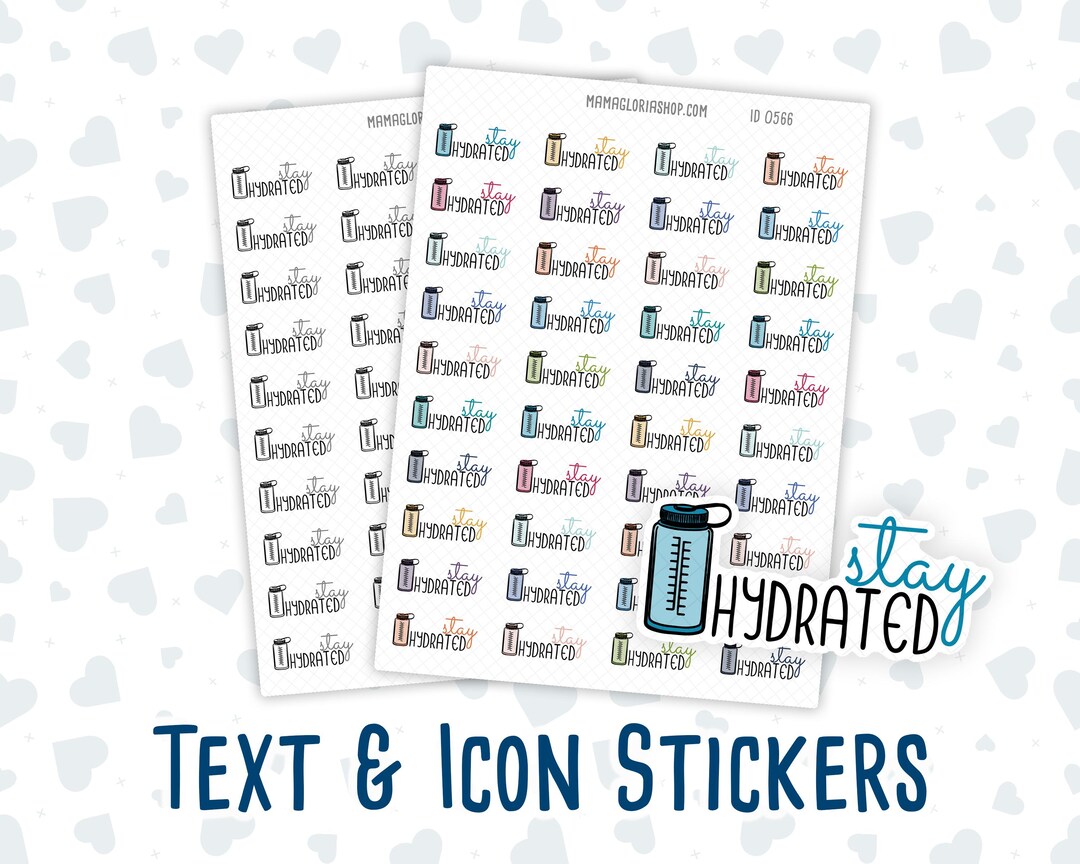 Stay Hydrated - Text Sticker With Icon - Etsy
